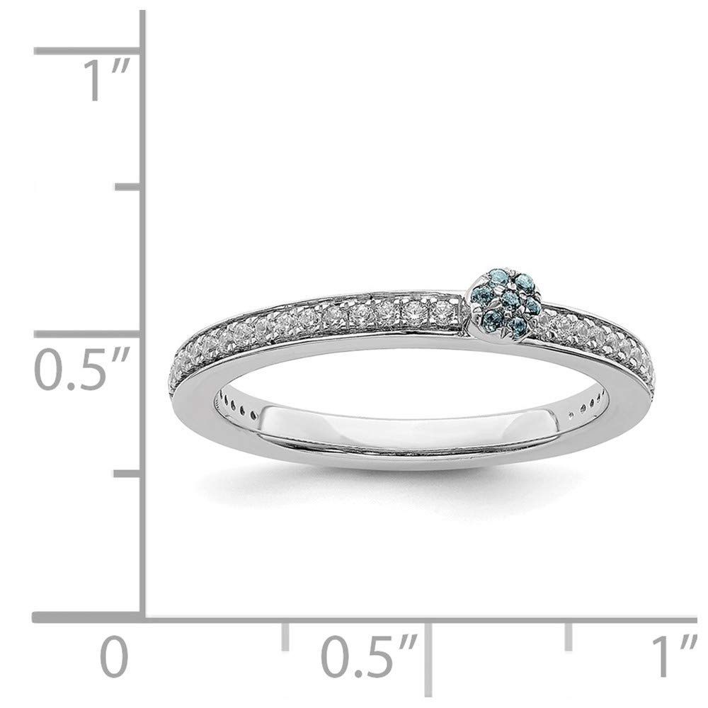 The Black Bow 14k White Gold, Aquamarine & 1/8 Ctw Diamond (I2 Clarity, I-J Color) Stackable Ring, Size 6