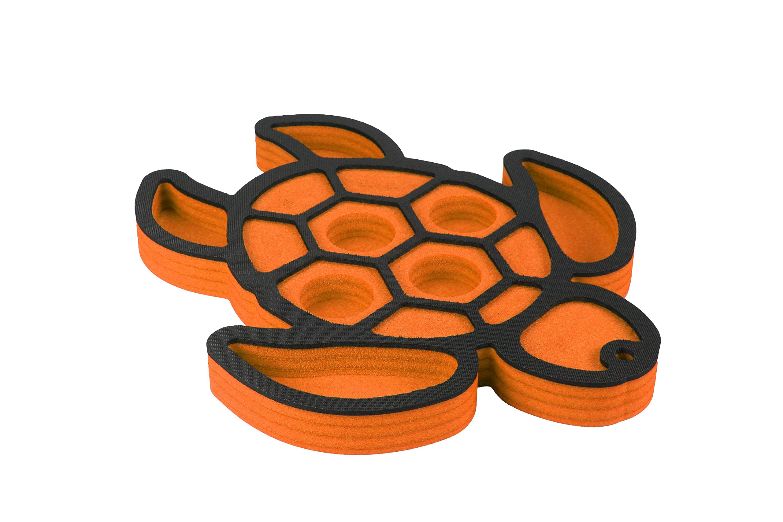 Polar Whale Floating Sea Turtle Drink Holder Orange and Black Refreshment Table Tray for Pool or Beach Party Float Lounge Durable Foam 8 Compartment with Cup Holders 2 Feet
