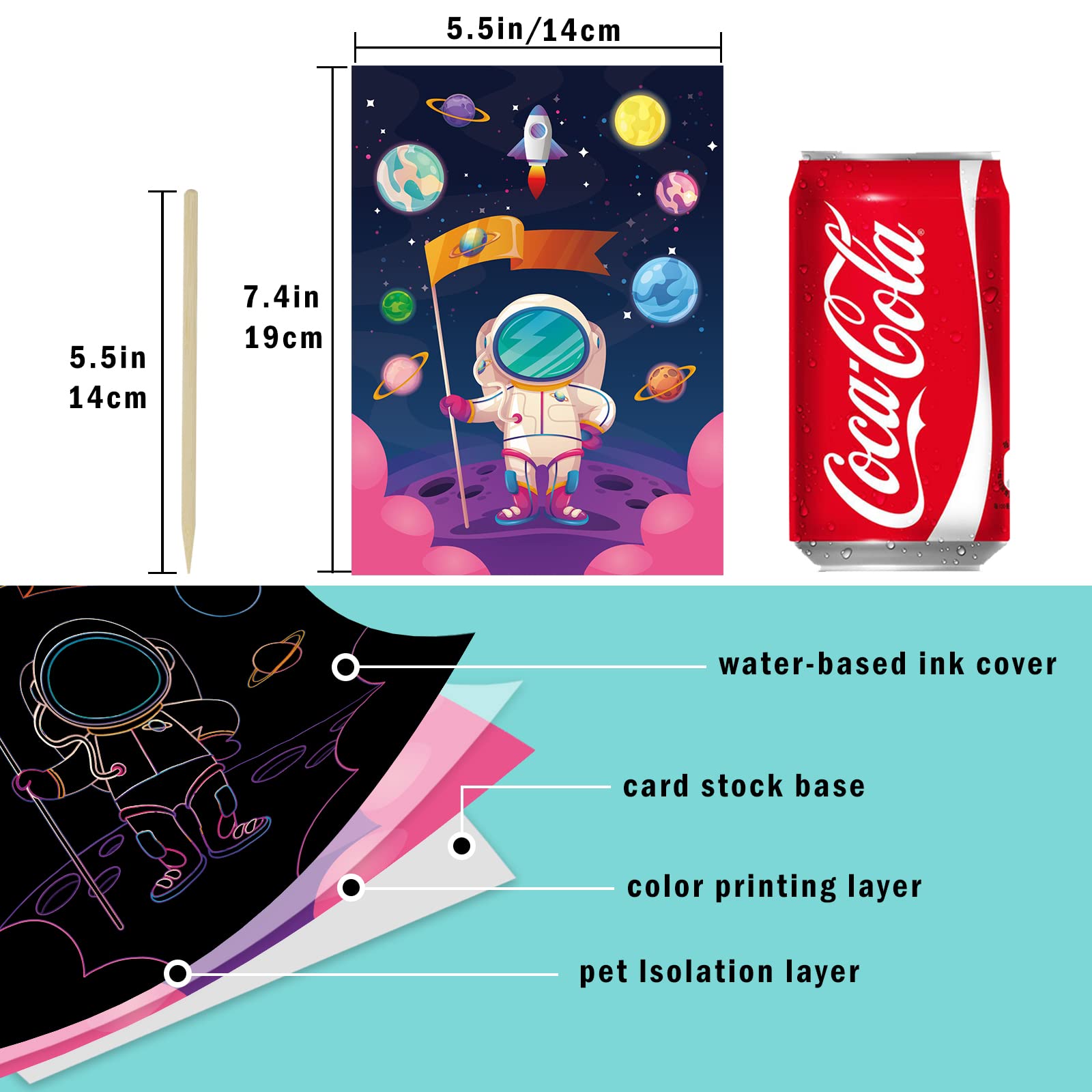 OPUHOHR 3 Set Magic Scratch Paper Art, Colorful Magic Drawing Art Book with 3 Scratch Pen for Birthday Halloween Christmas Party Games Projects Kits (Dinosaurs/Underwater World/Spaceman