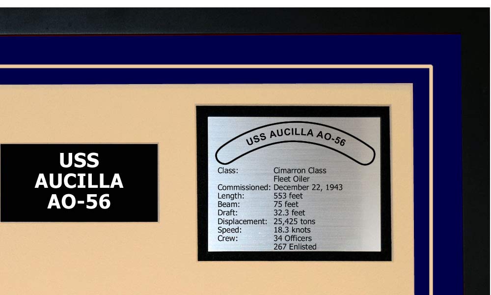 Navy Emporium USS AUCILLA AO 56 Framed Navy Ship Display Blue
