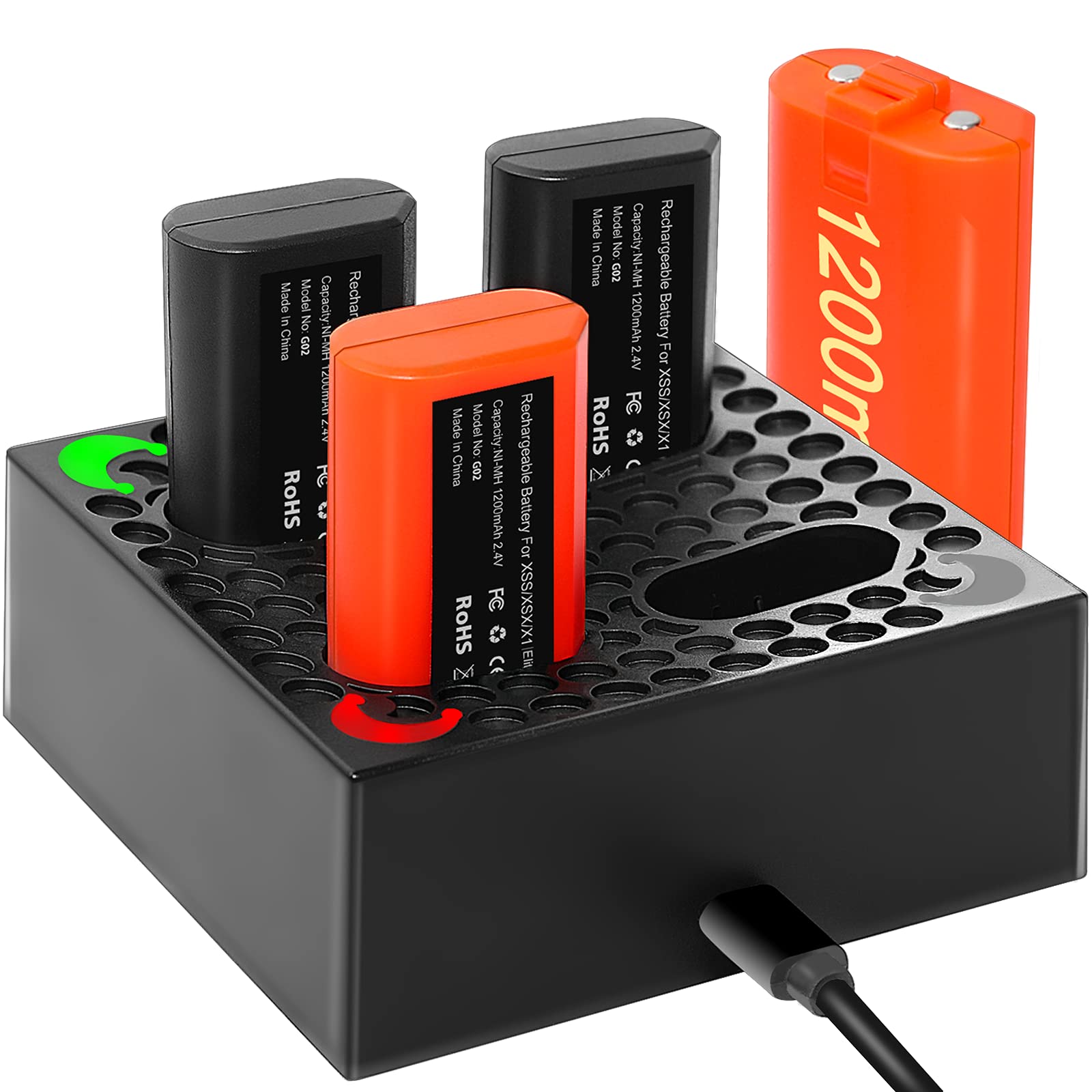 Rechargeable Battery Packs for Xbox One/Xbox Series X|S, 4x1200mAh USB Rechargeable Controller Batteries Packs with Charger for Xbox One/Xbox One X/Xbox One S/Xbox Series X/Xbox Elite