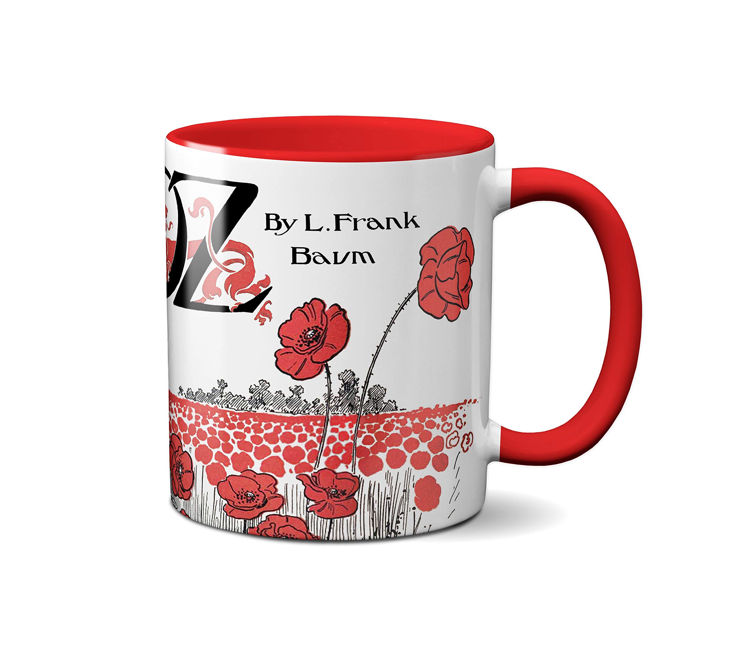 The Wonderful Wizard of Oz by Frank Baum Mug. Coffee Mug with Wizard of Oz Poppy field book design,Literature Mug, Book Mug, Bookish Mug, Book Lover Mug