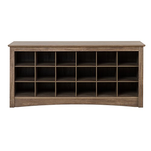 Prepac Entryway Shoe Cubbie Bench, Drifted Gray & 48" Wide Hanging Entryway Shelf, Drifted Gray