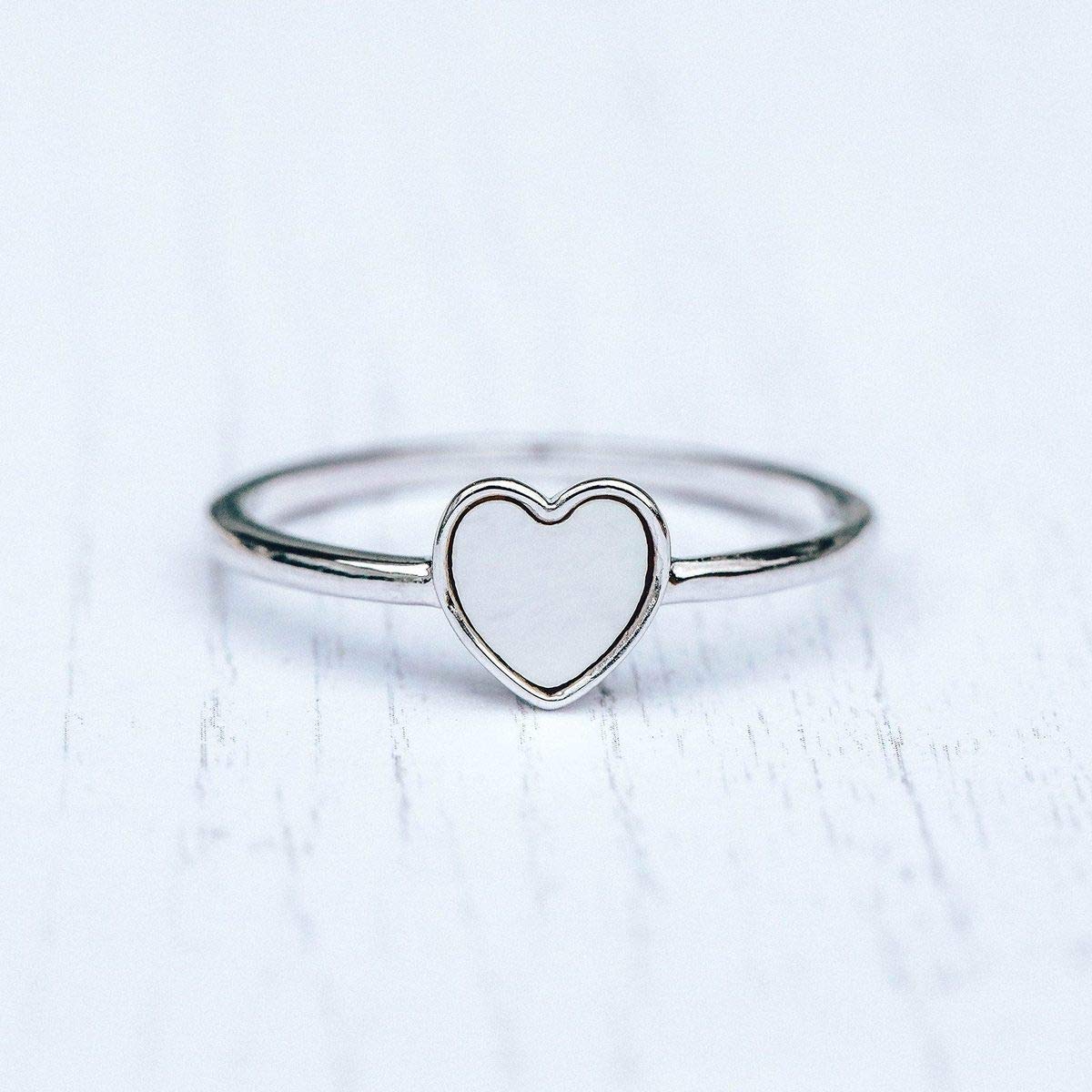 Pura Vida Silver Heart of Pearl Ring - Mother of Pearl, Brass Base Band - Size 7