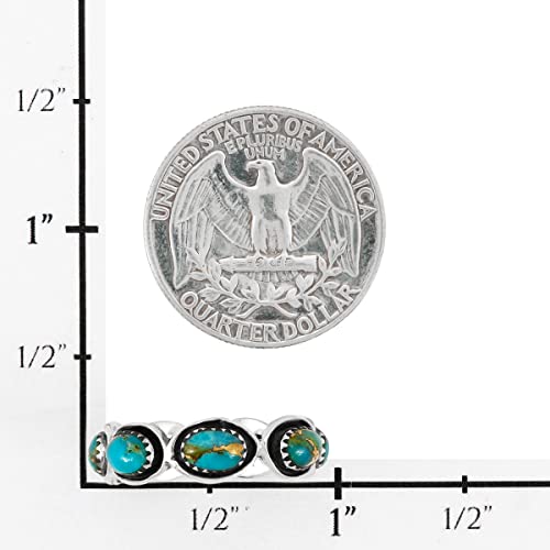Turquoise Eternity Band Ring Sterling Silver 925 Genuine Gemstones Size 6 to 11 (Spiny Turquoise) (6)