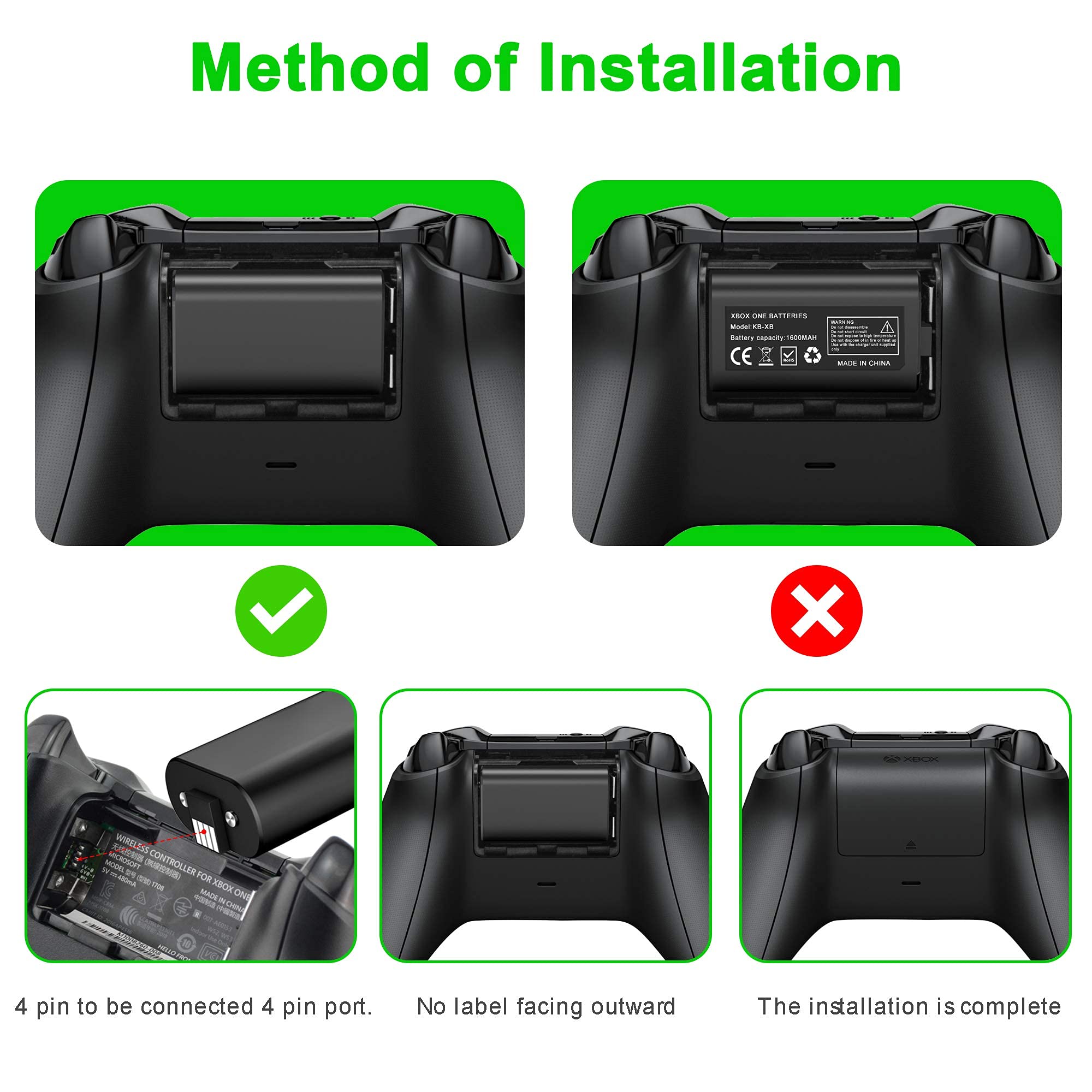 Rechargeable Battery Pack for Xbox Series X/S Wireless Controller, with USB-C Cable