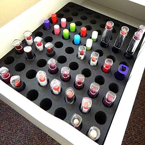 Polar Whale Lipstick Drawer Organizer Compatible with IKEA Alex Tray Washable Waterproof Insert for Home Bathroom Bedroom Office 11.5 x 14.5 x 2 Inches 80 Compartments Black