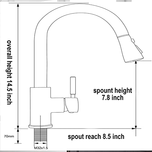 VAPSINT High Arc Single Handle Brushed Nickel Kitchen Faucet with Pull Down Sprayer,Commercial Modern Stainless Steel Kitchen Sink Faucet,Deck Mount Single Hole Pull Out Faucet for Kitchen Sink