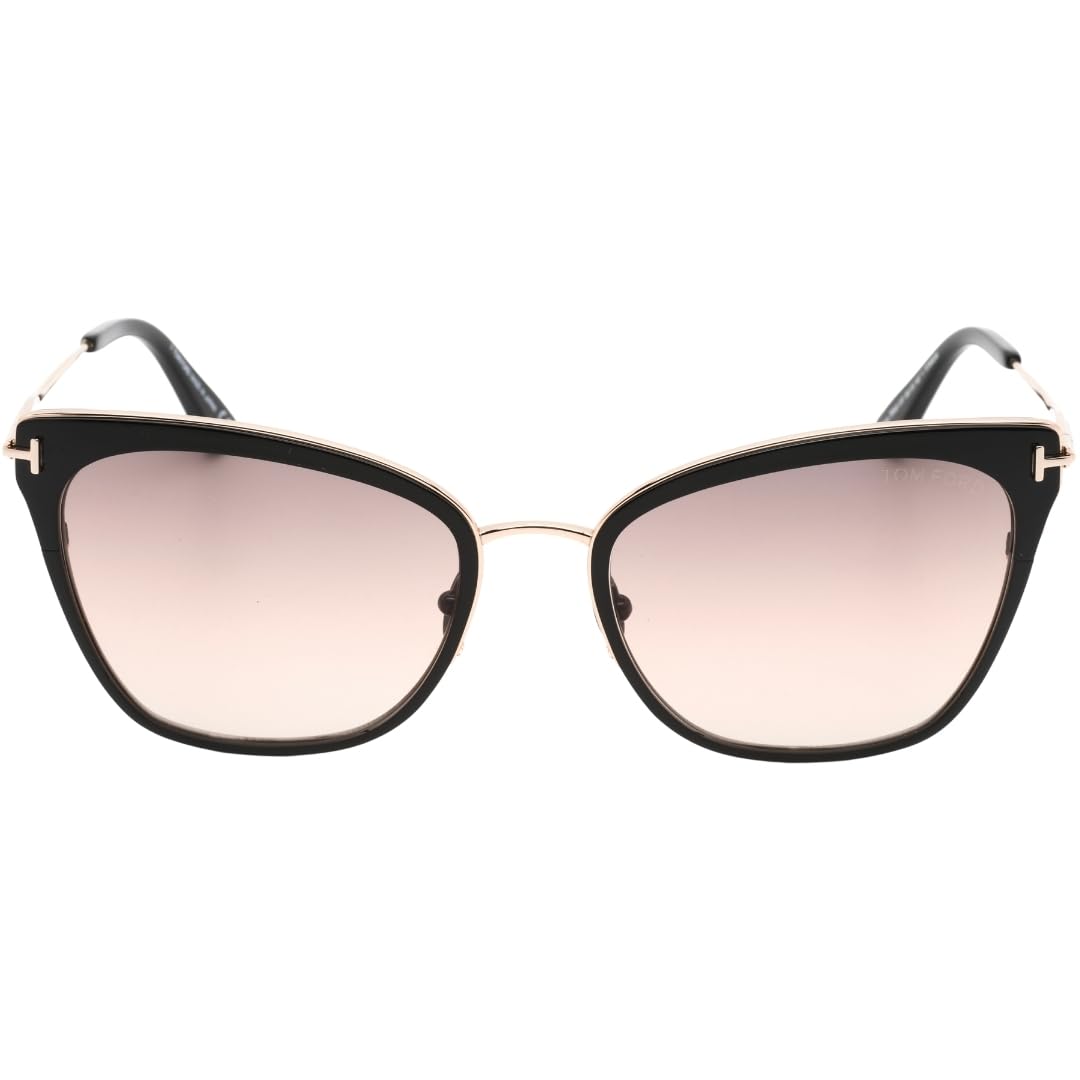 Sunglasses Tom Ford FT 0843 Faryn 01B Shiny Black Front W. Rose Gold/Grad. Smo