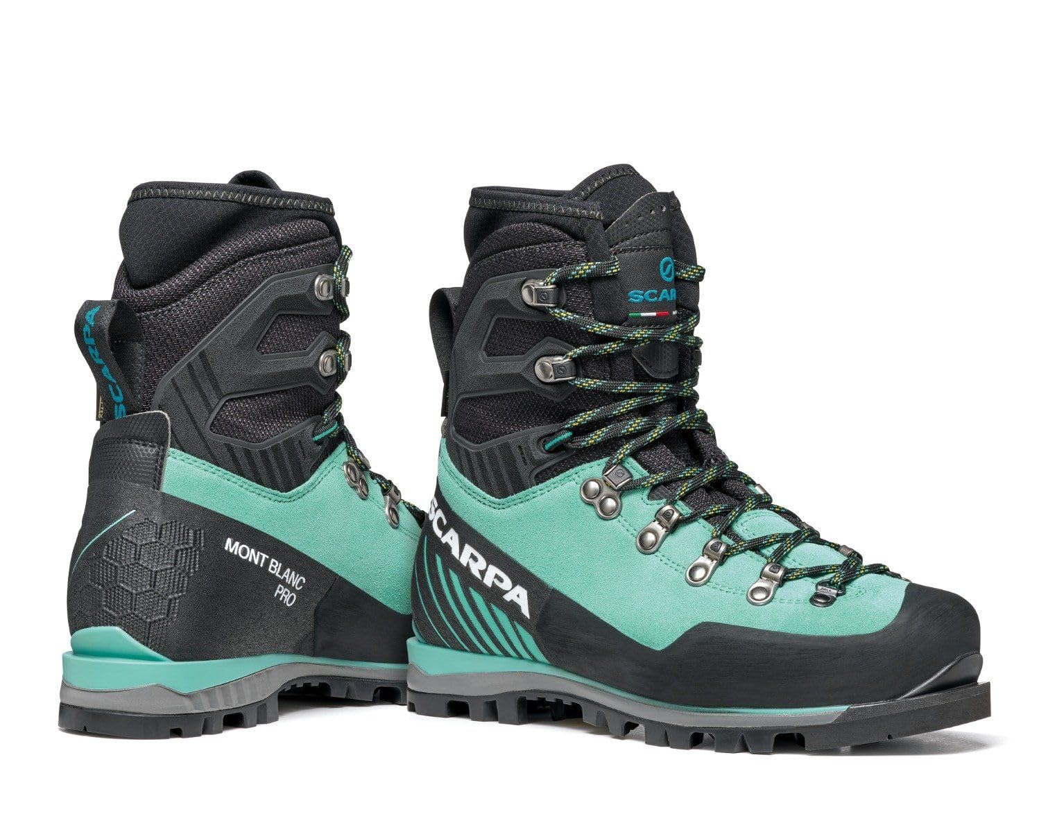 SCARPA Women's Mont Blanc Pro GTX Waterproof Gore-Tex Boots for Hiking and Mountaineering - Green Blue - 7-7.5