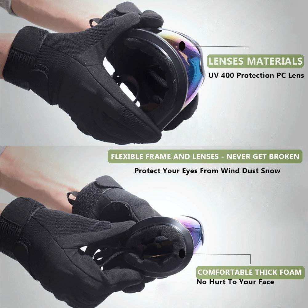 Peicees Pack of 2 Ski Goggles for Women Men Kids Snow Sports Motorcycle Snowboard Goggles