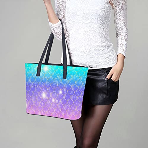 Womens Handbag Mermaid Fish Tail Leather Tote Bag Top Handle Satchel Bags For Lady