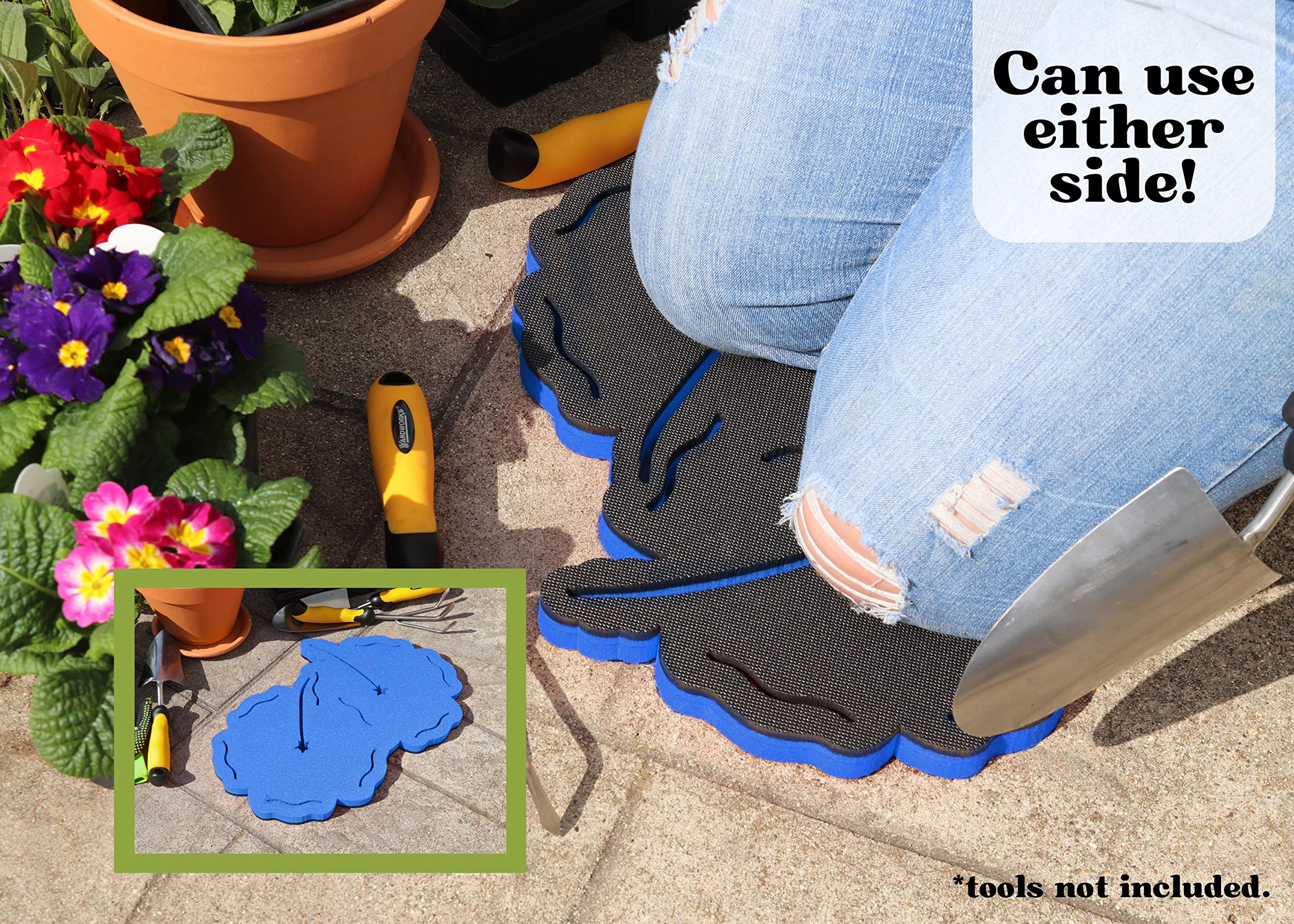 Polar Whale Portable Gardening Kneeling Pad Flower Shaped Blue and Black Knee Cushion for Home Work Automotive Workshop and More Durable Thick Comfortable High Density Waterproof Foam