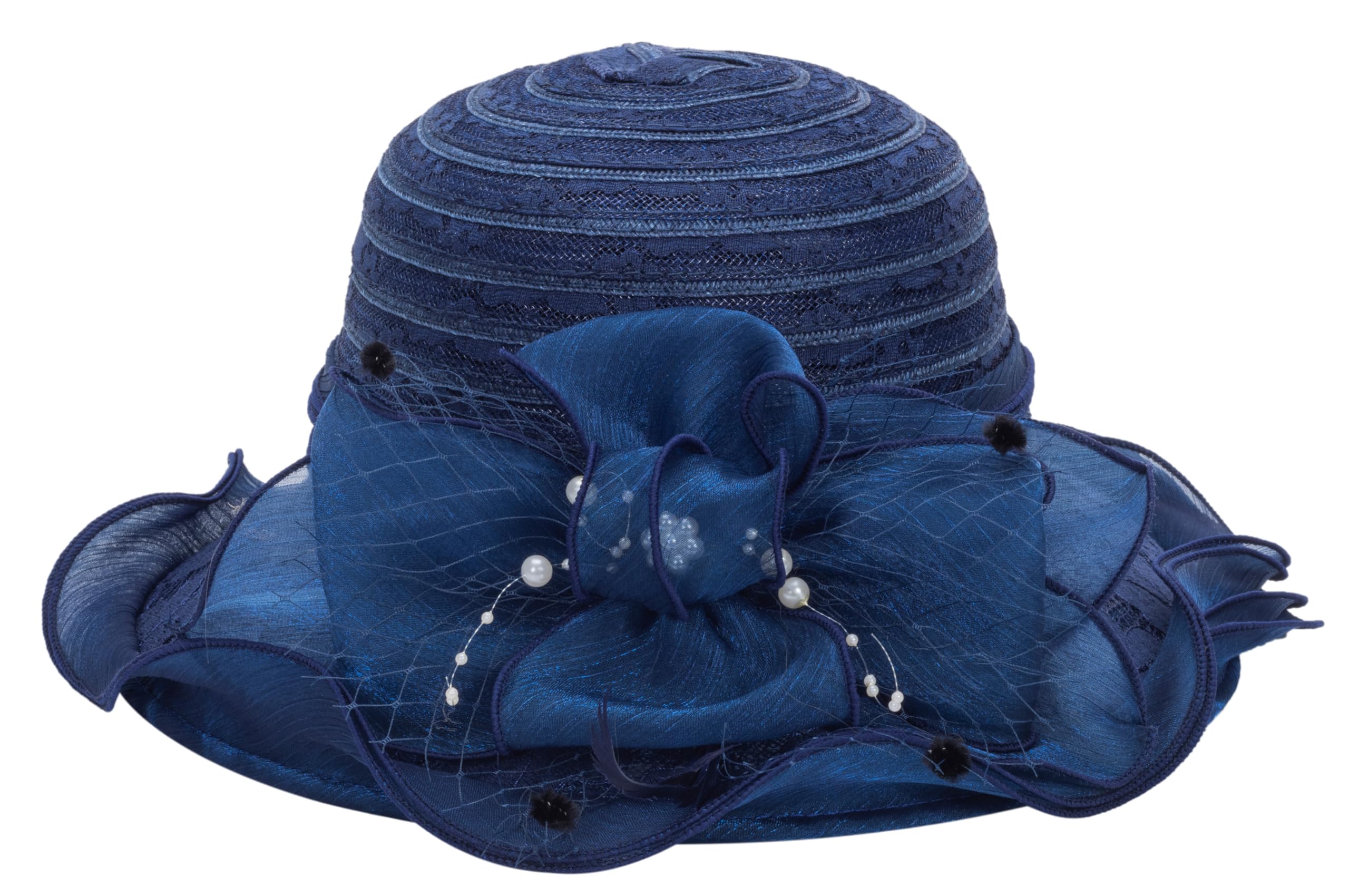 Women's Kentucky Hat Derby Church Dress Hat Fascinator Tea Party Hats Navy Blue