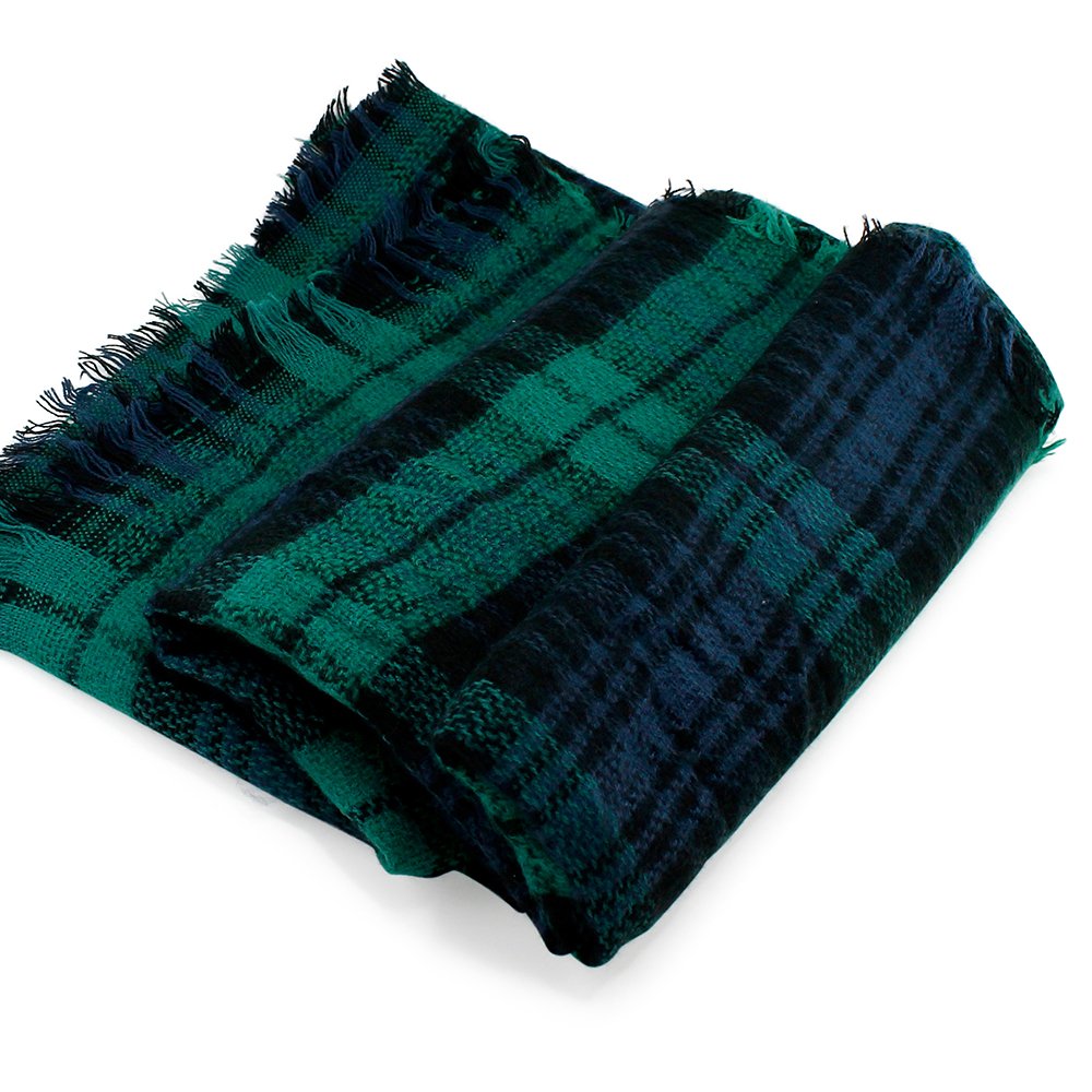 OCT17 Plaid Scarfs for Women Pashmina Tartan Wrap Large Warm Blanket Soft Shawl Checked Winter Fall Scarfs Scarves for Woman - Green