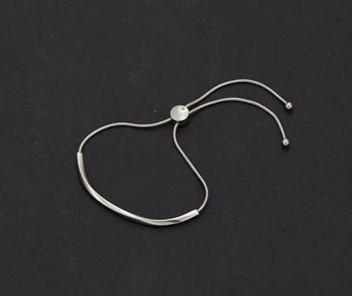 Silver Adjustable Slider Bracelets for Women Dainty Bar Friendship Bangle Bracelet Simple Fashion Jewelry, White Gold