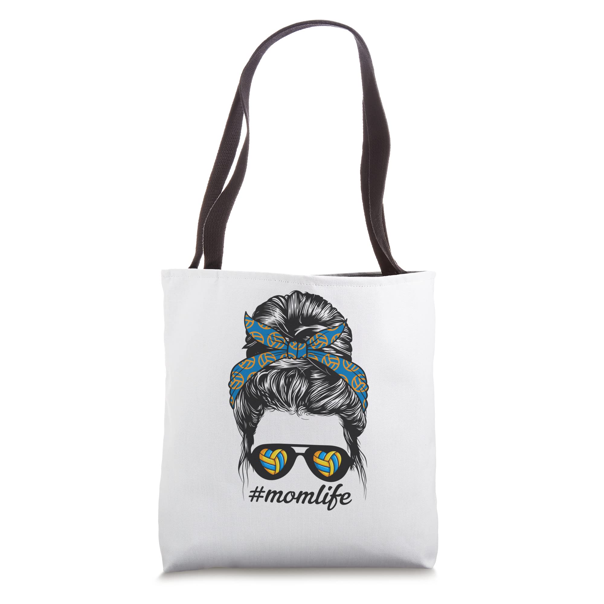 Volleyball Mom Life Messy Bun Love Heart Ball Mom Tote Bag