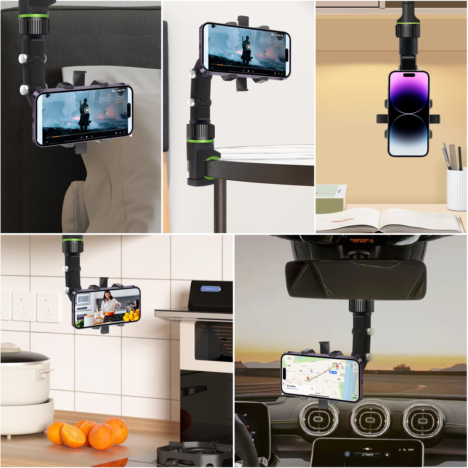 Rear View Mirror Phone Holder for Car, 360° Rotatable and Retractable Car Phone Holder Mount, Upgraded Universal Rearview Mirror Car Cell Phone Holder Fit All iPhone Android Mobile Phone & Most Car
