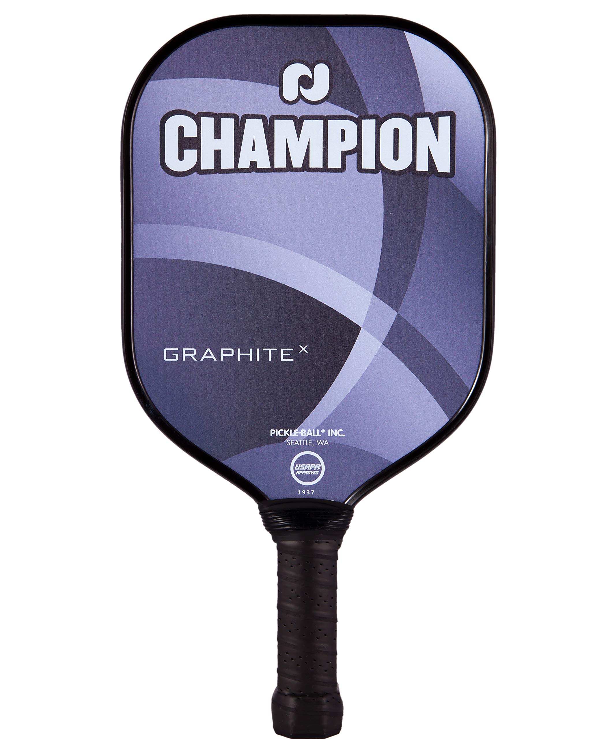 Pickleball, Inc. Champion Graphite X Pickleball Paddle | X Widebody Traditional Forgiving Shape | Standard Grip | Polymer Honeycomb Core and Graphite Face | Grey