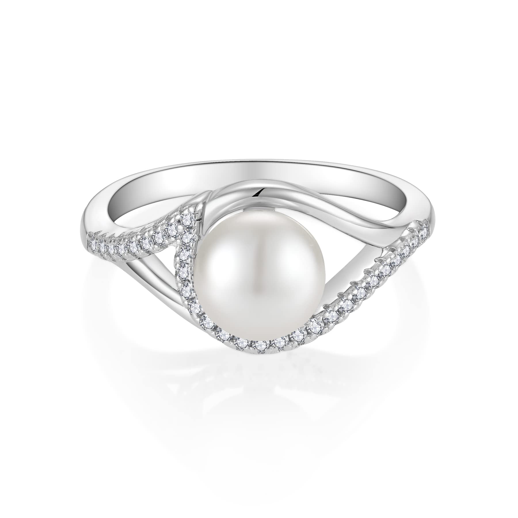 STARCHENIE Pearl Ring for Women with 8mm Cultured Freshwater Pearl Ring Sterling Silver for Women size6