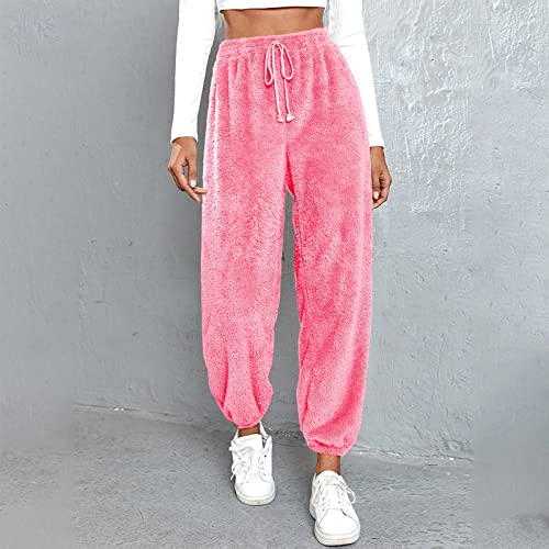 Winter Fall Soft Sweatpants for Women Baggy Cinch Bottom Solid Color Yoga Trousers with Pockets Yoga Loose Fit Warm