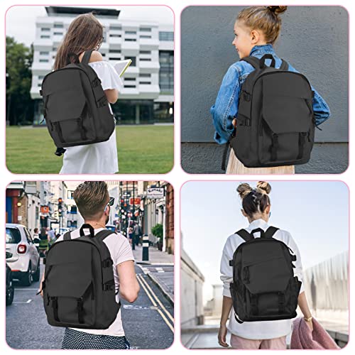 REAWUL Lightweight Backpack for School,Laptop Backpack for Men Women Water Resistant Travel Rucksack with Bottle Side Pocket (Black)…