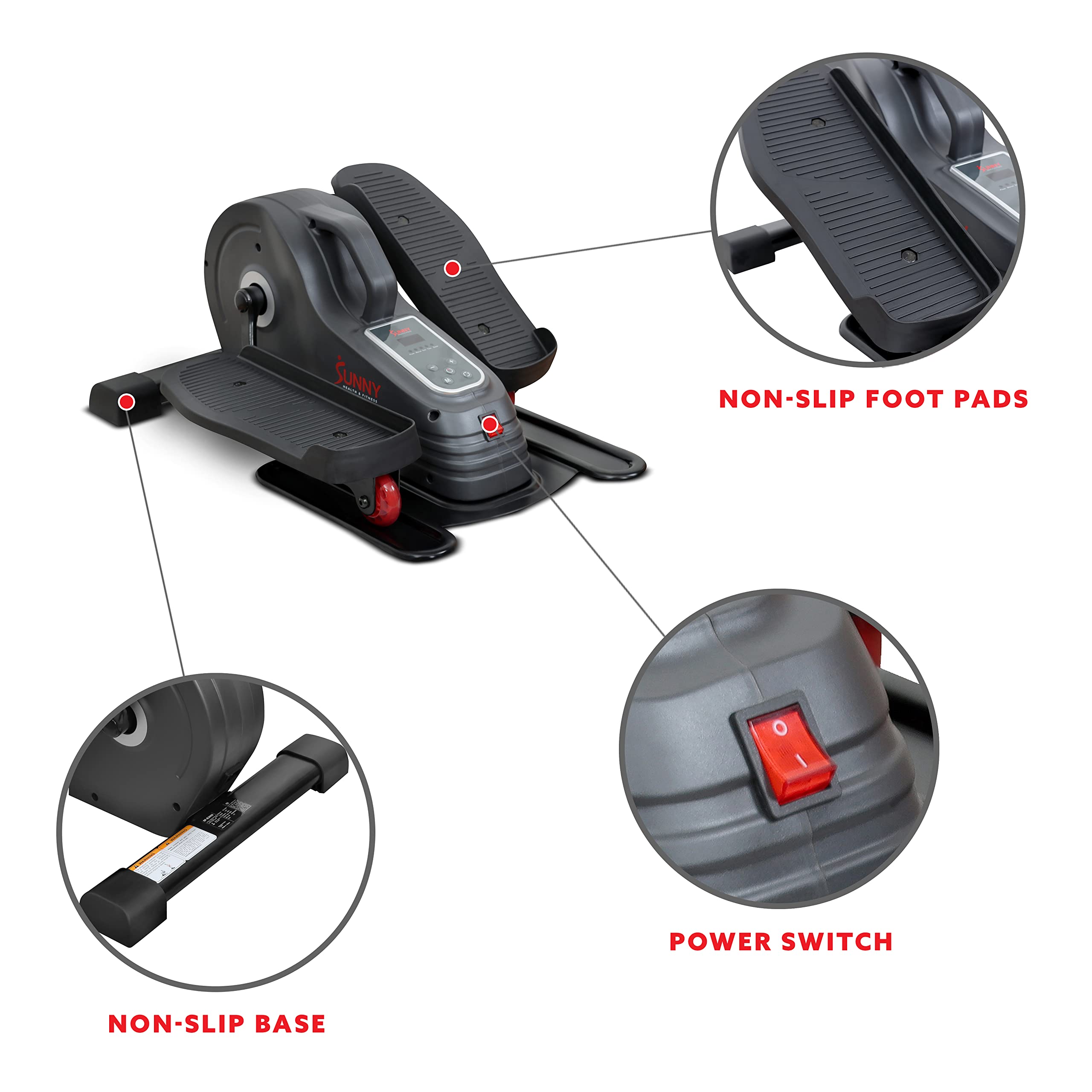 Sunny Health & Fitness SitFit Electric Motorized Under Desk Elliptical Cardio Exerciser – SF-E3959