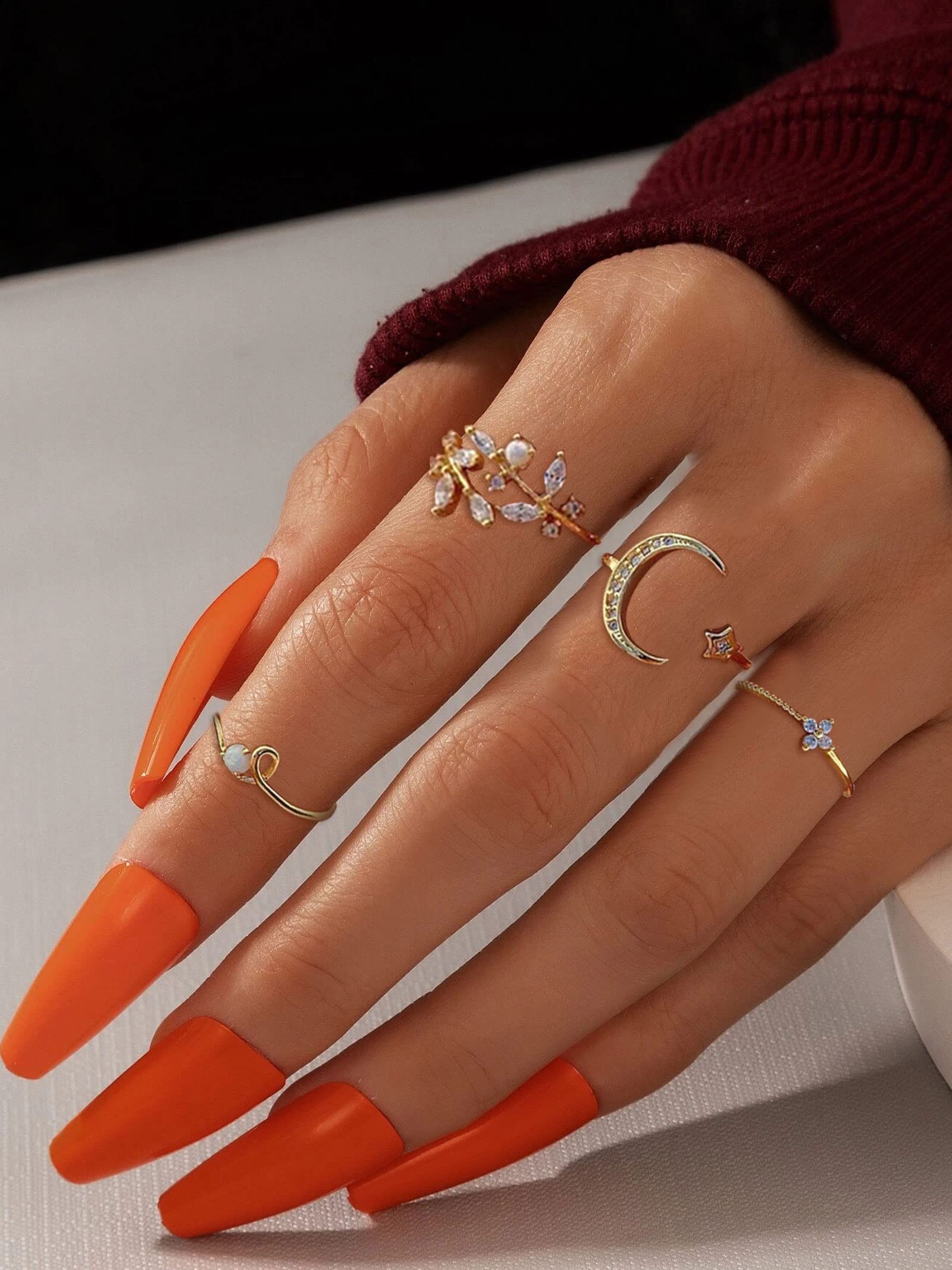 YRlilicc 10Pcs Bohemian Knuckle Stacking Rings for Women Multiple Stackable Rhinestone Pearl Flowers Joint Finger Rings Dainty Stack Gold Midi Rings Set