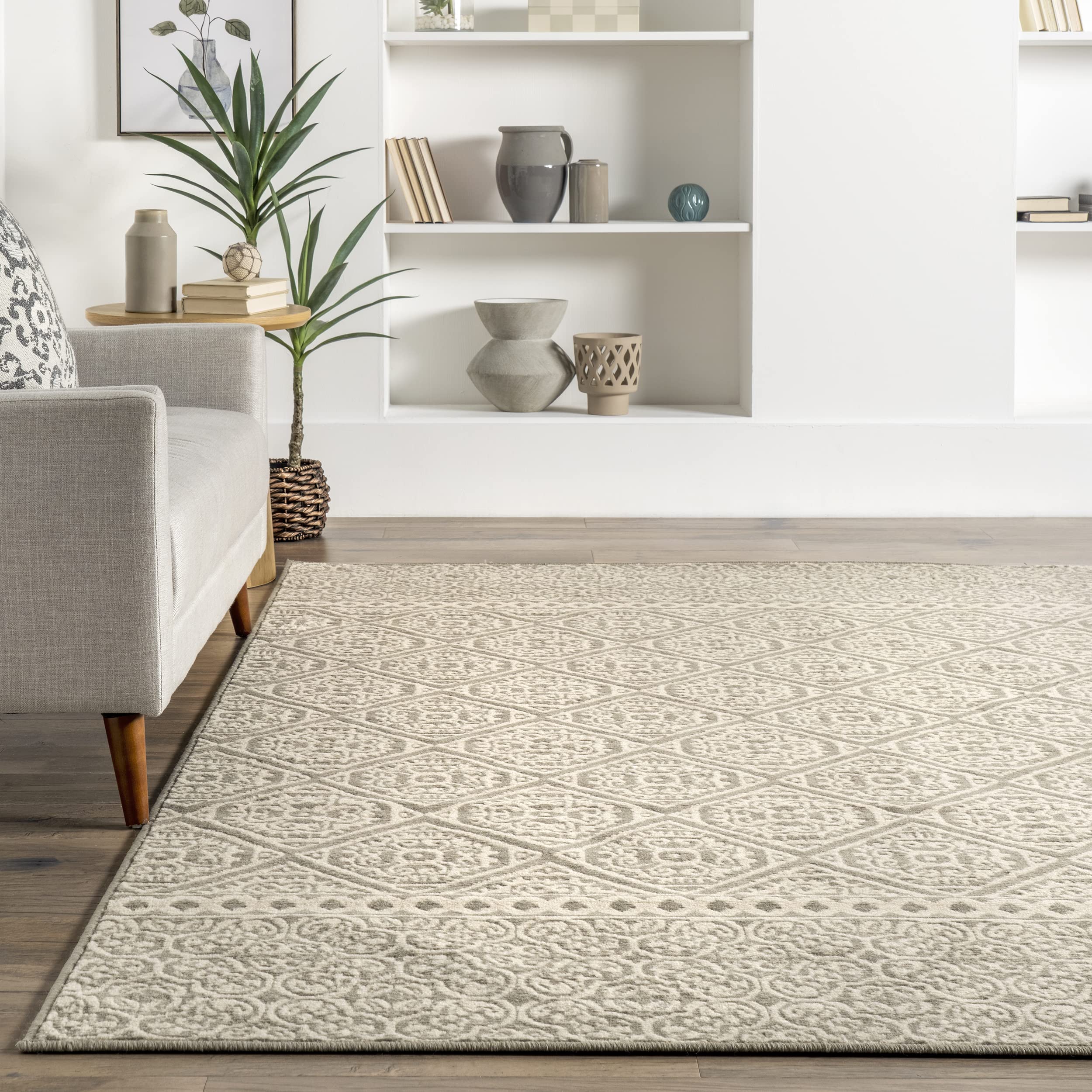 nuLOOM Transitional Floral Jeanette Area Rug, 8x10, Grey