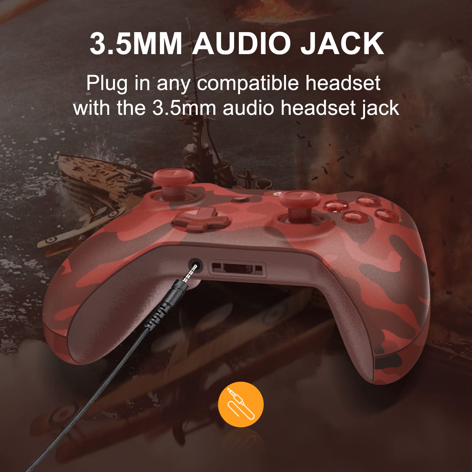 usergaing for Xbox One Controller, Wireless Controller for Xbox One,Xbox Series X&S,Xbox One X&S,Window PC,Xbox Elite with 3.5mm Headphone Jack-Camo Red