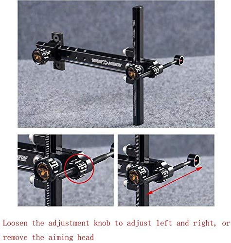 Recurve Bow Sight Adjustable T Shape Sight with Ring and Single Fiber Optical Pin,Aluminum Detachable Sight for Competition,Right Hand and Left Hand (red)
