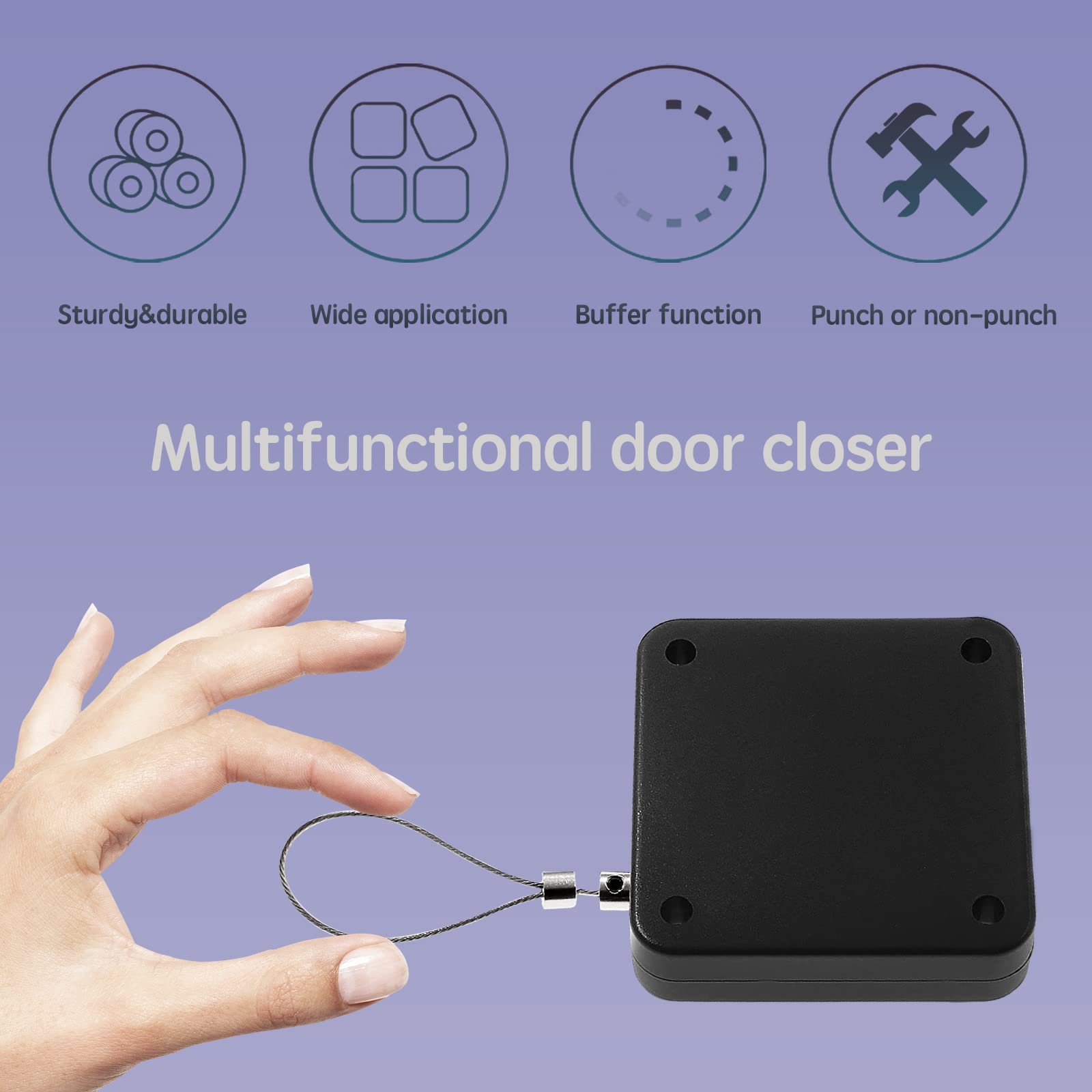 Punch-Free Automatic Sensor Door Closer, Multifunctional Automatic Door Closer, Residential Commercial Auto Door Closer with Drawstring, Closer Door for Internal, Home, Storm (1 Pack) (1pack, White)