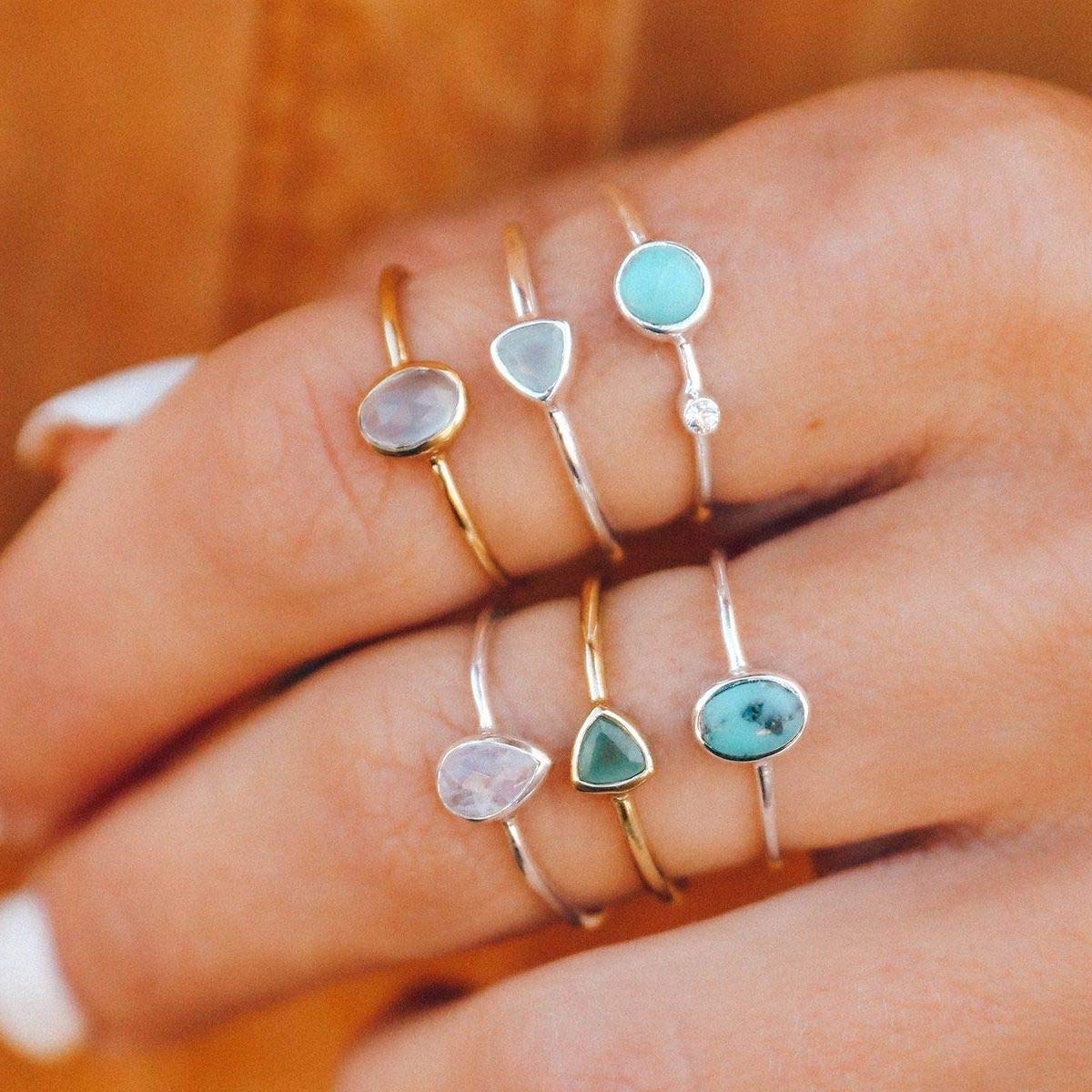 Pura Vida Silver Teardrop Moonstone Ring Size 7 - .925 Sterling Silver Ring