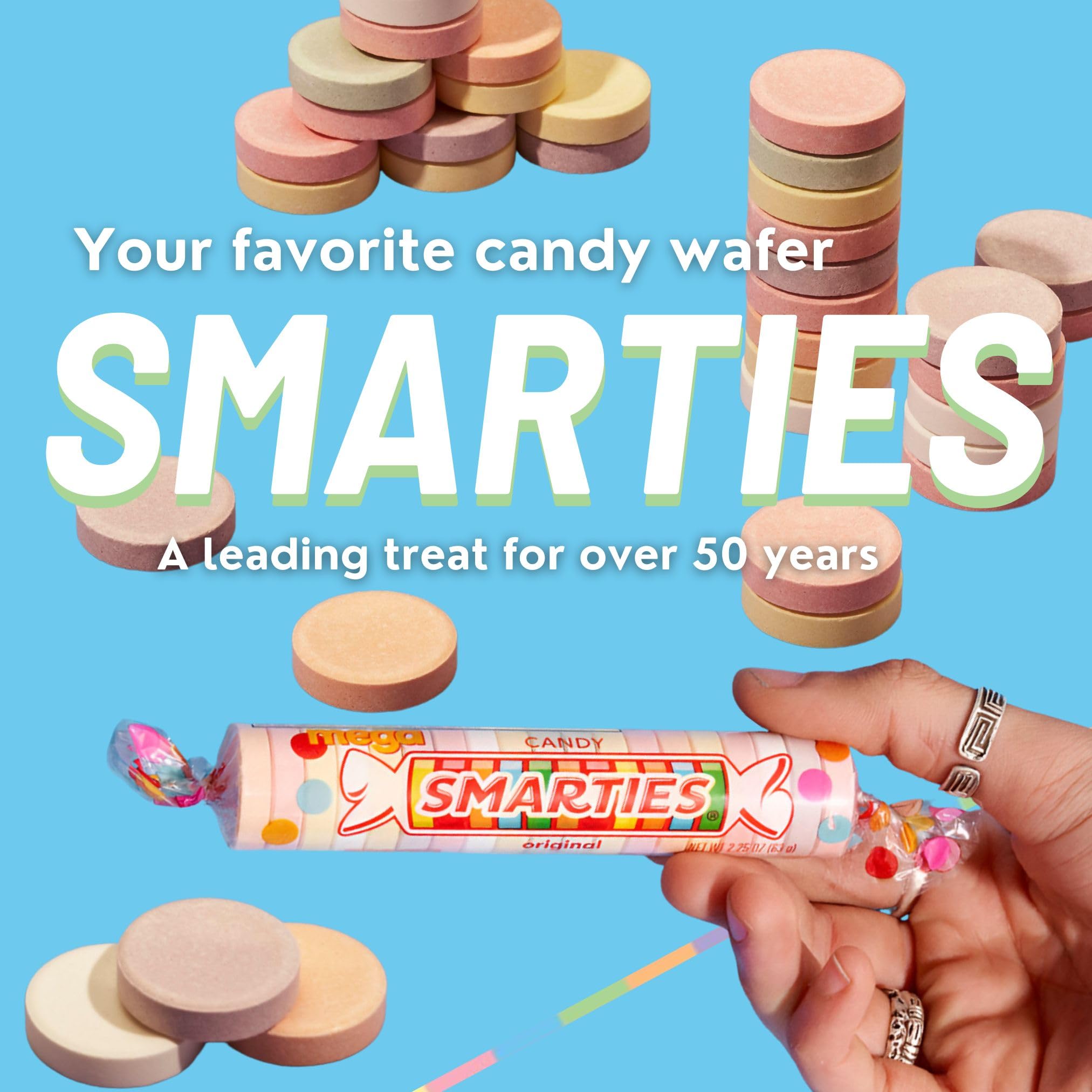 Smarties Candy Bulk Rolls Gluten Free & Vegan Assorted Flavor Treats Pineapple, Cherry, Strawberry, Grape, Orange & Delicious Snacking Bulk Candy Individually Wrapped Sweet Delights 1 Pound Bulk Case