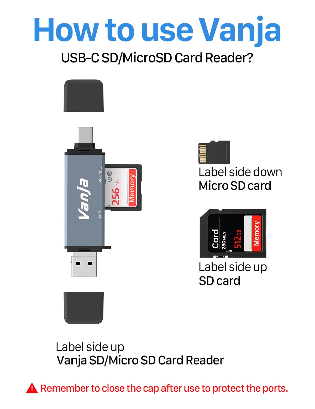 Vanja SD Card Reader, 3 in 1 USB/USB C/Micro USB Micro SD Card Reader Adapter for Mac, MacBook, iPhone 15, Camera, Android Phone, PC, Laptop, Supports Memory Card SD/Micro SD/TF/SDHC/SDXC/MMC