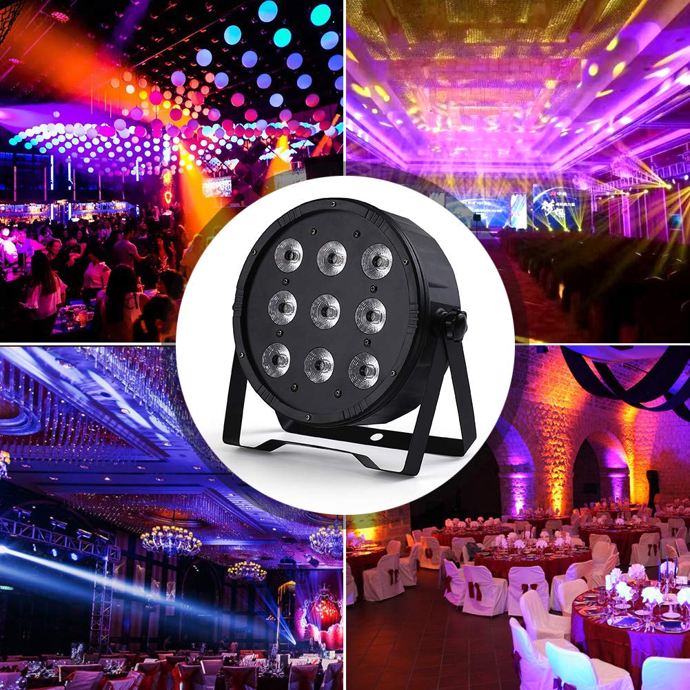 Stage Lights 9x18W Uplights with Strict Testing 6in1 RGBWA UV LED Par Lights Sound Activated DMX512 Control Bright DJ Par Light for Stage Party Club Disco Wedding Events
