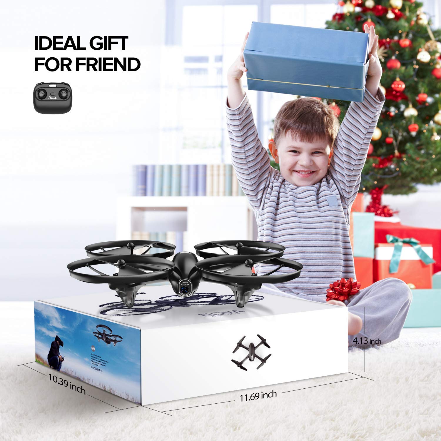 Potensic U47 Camera Drone, FPV RC Quadcoper with 720P HD Camera Live Video, Altitude Hold, Headless Mode, One Key Return and Speed Adjustment