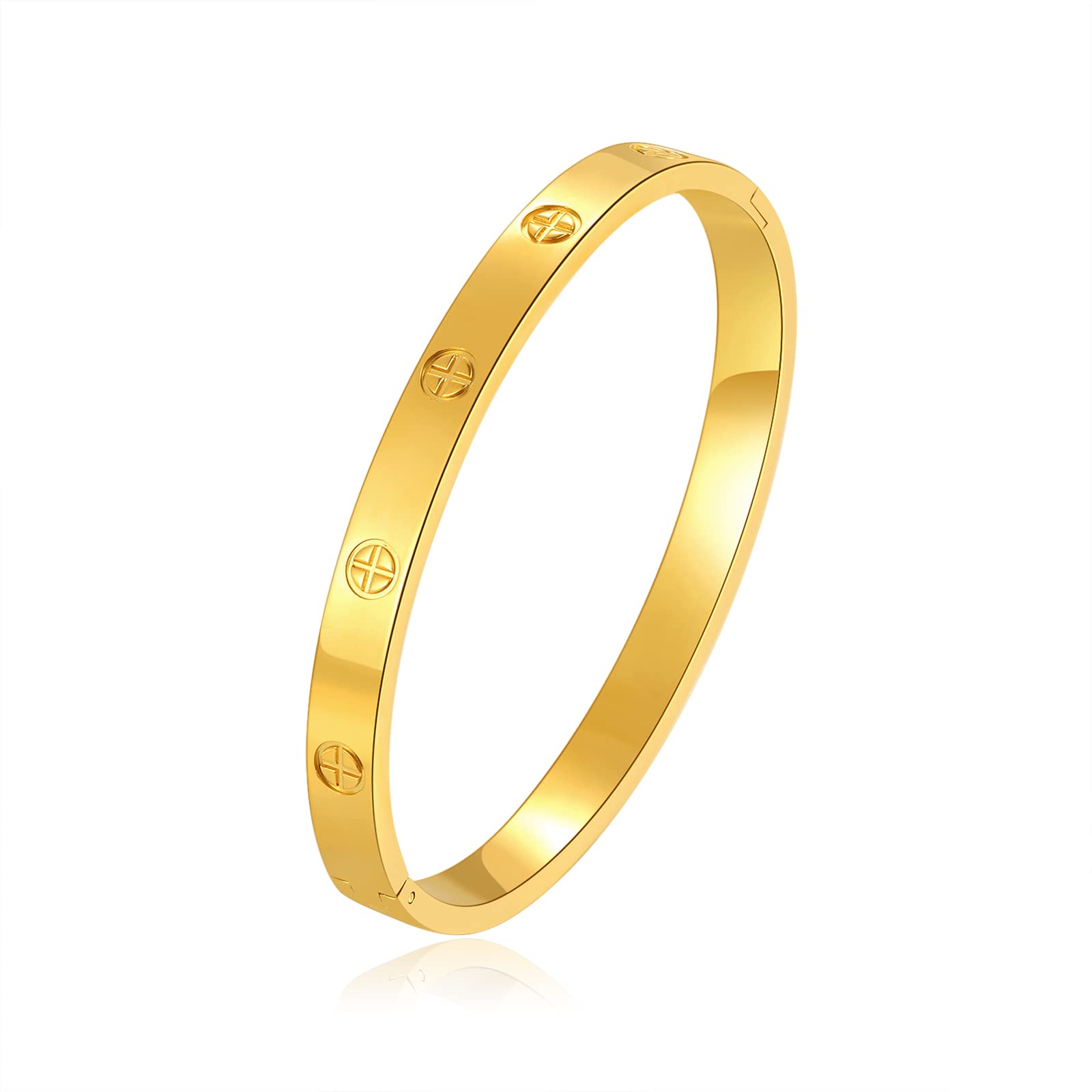 YUFANHY Love Bracelet Cuff 18k Gold Plated Stainless Steel Love Bracelet For Women Novelty And Mother Daughter Bracelet Jewelry Oval Bangle Witness The Of Love Wedding For Couple（gold）