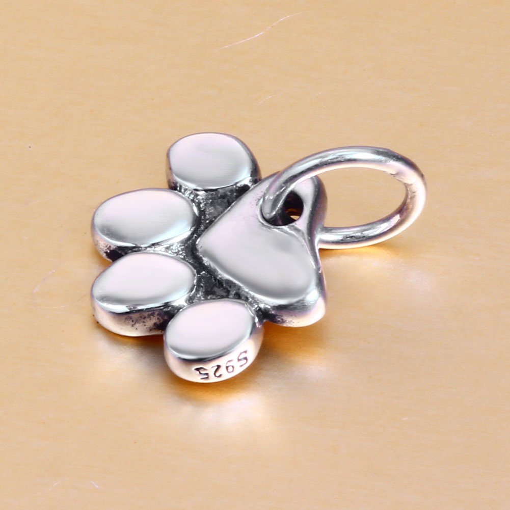Paw Print Animal Charms 925 Sterling Silver Dangle Large Hole Beads for Pandora European Bracelet