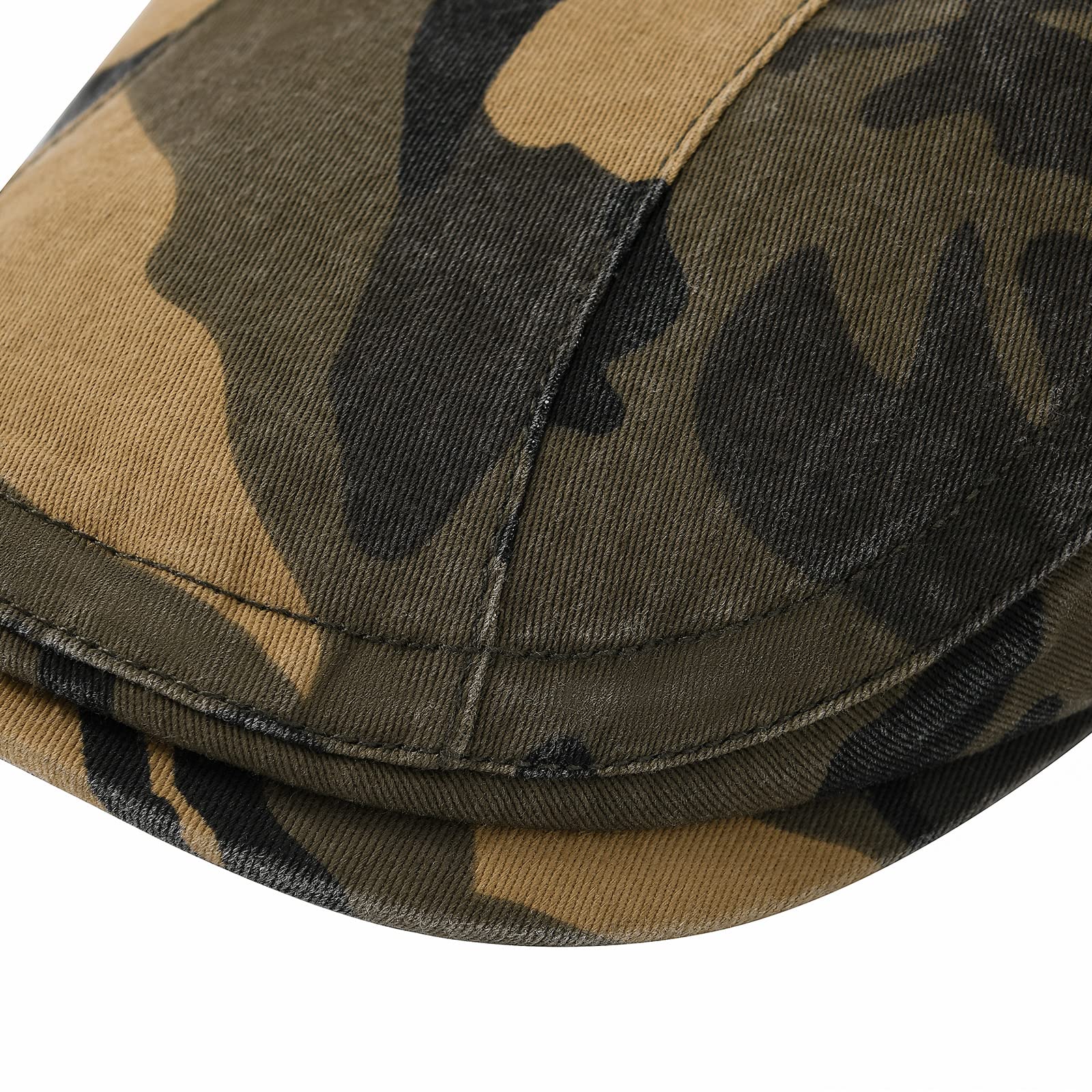 VOBOOM Men Cotton Newsboy Beret Hat Duckbill Buckle Cabbie Cap (White)