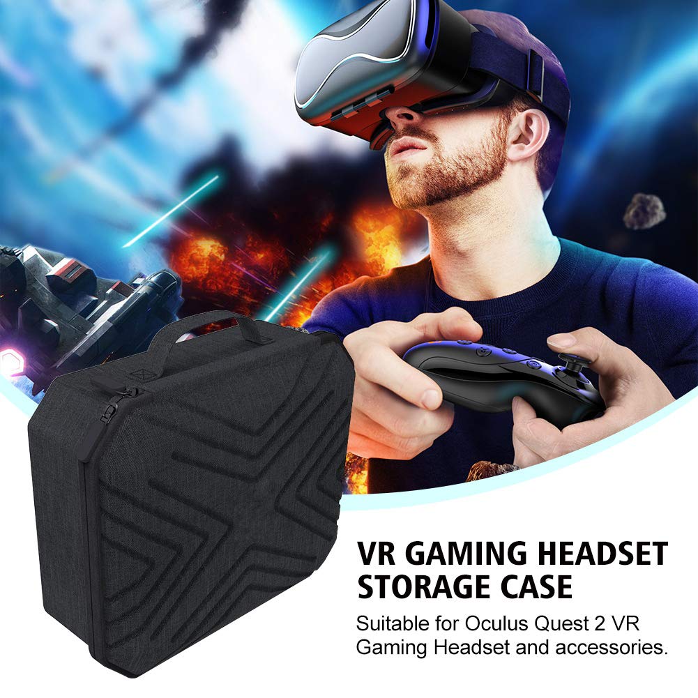 VR Gaming Headset Storage Case, Shockproof EVA Shell Carrying Case for Oculus Quest 2 VR Gaming Headset and Controllers Travel Case Accessories(Black,Size:S)