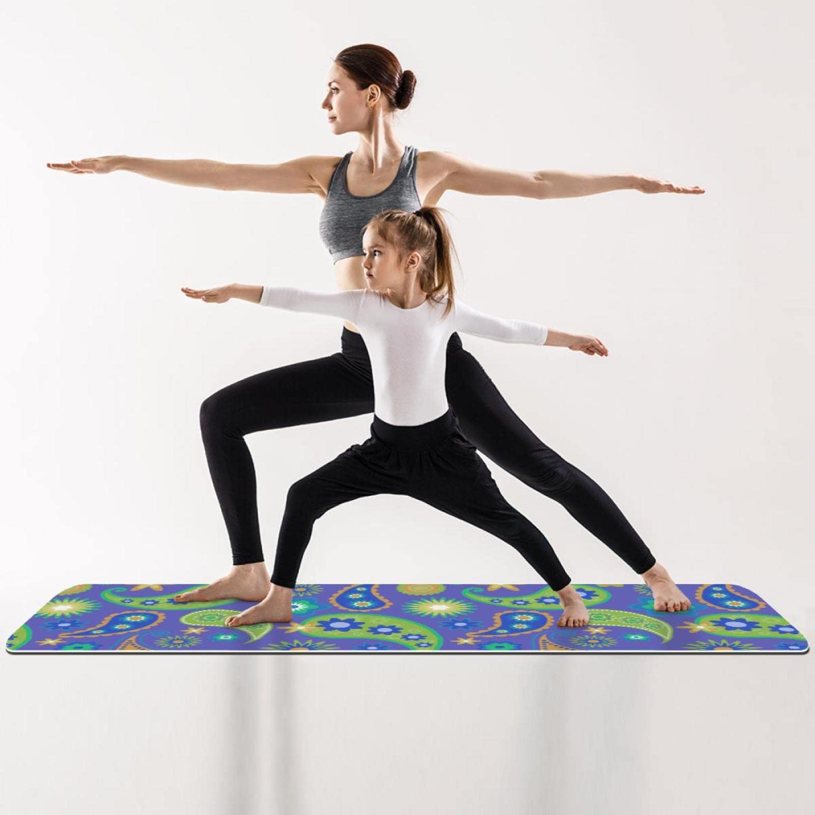 Yoga Mat, Yoga Mats for Home Workout, Workout Mat, Exercise Mats, Pilates Mat, Paisley Pattern Flowers