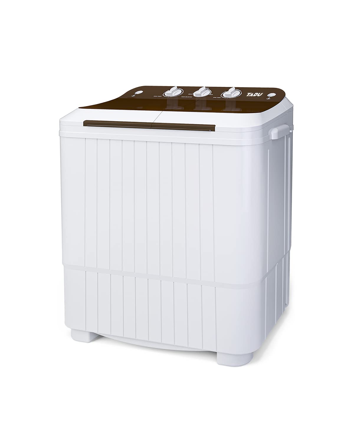 TABU Portable Washing Machine, 2 in 1 Washer Machine, Twin Tub Washing and Spining Combo Machine, 16.5LBS Portable Washer for Apartment, Dorms, RVs, Camping and More, White&Brown