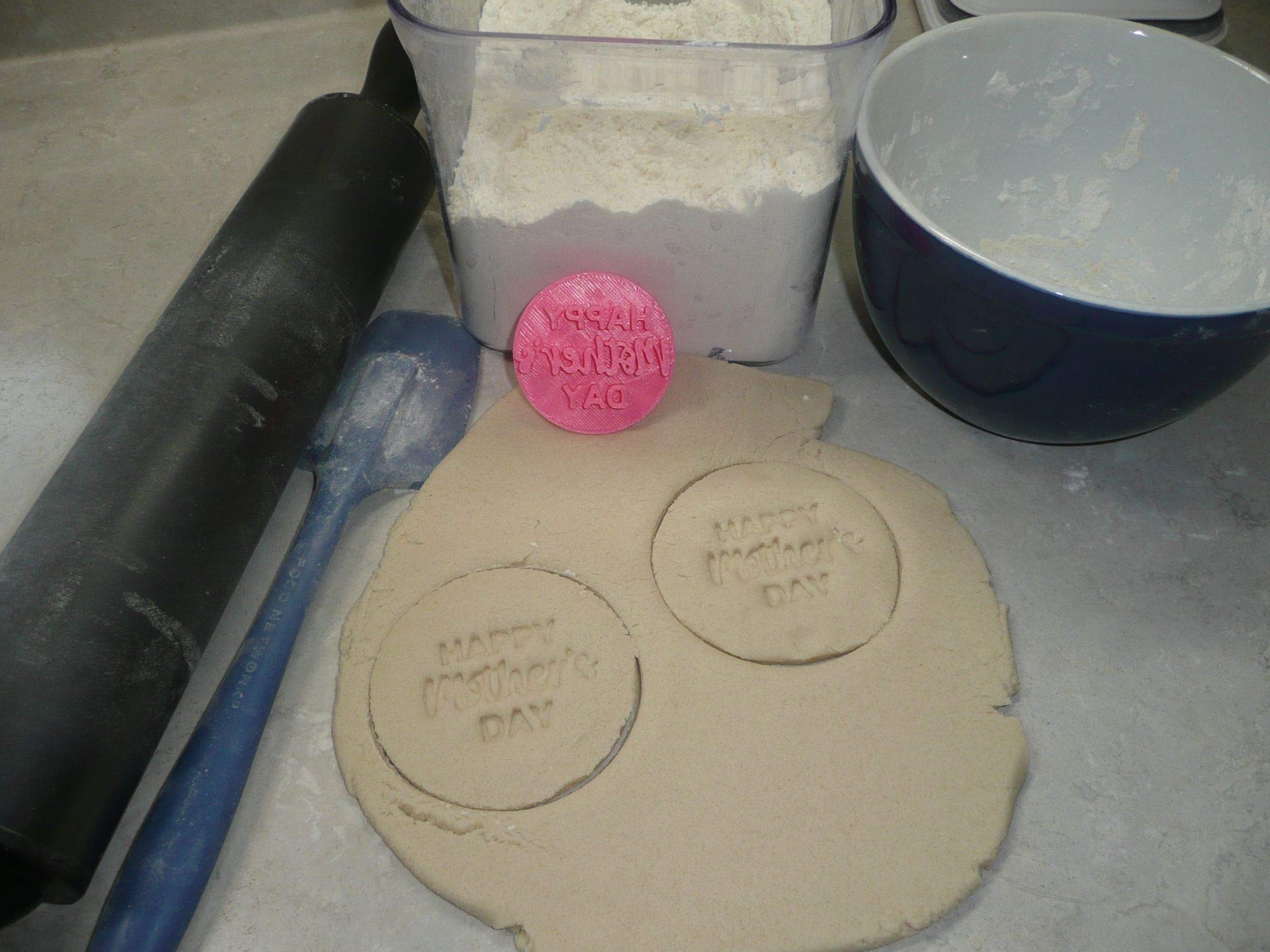 YNGLLC HAPPY MOTHERS DAY WORDS BLOCK SCRIPT FONT MOM MOMMY MAMA COOKIE STAMP EMBOSSER BAKING TOOL 3D PRINTED MADE IN USA PR4195, Pink