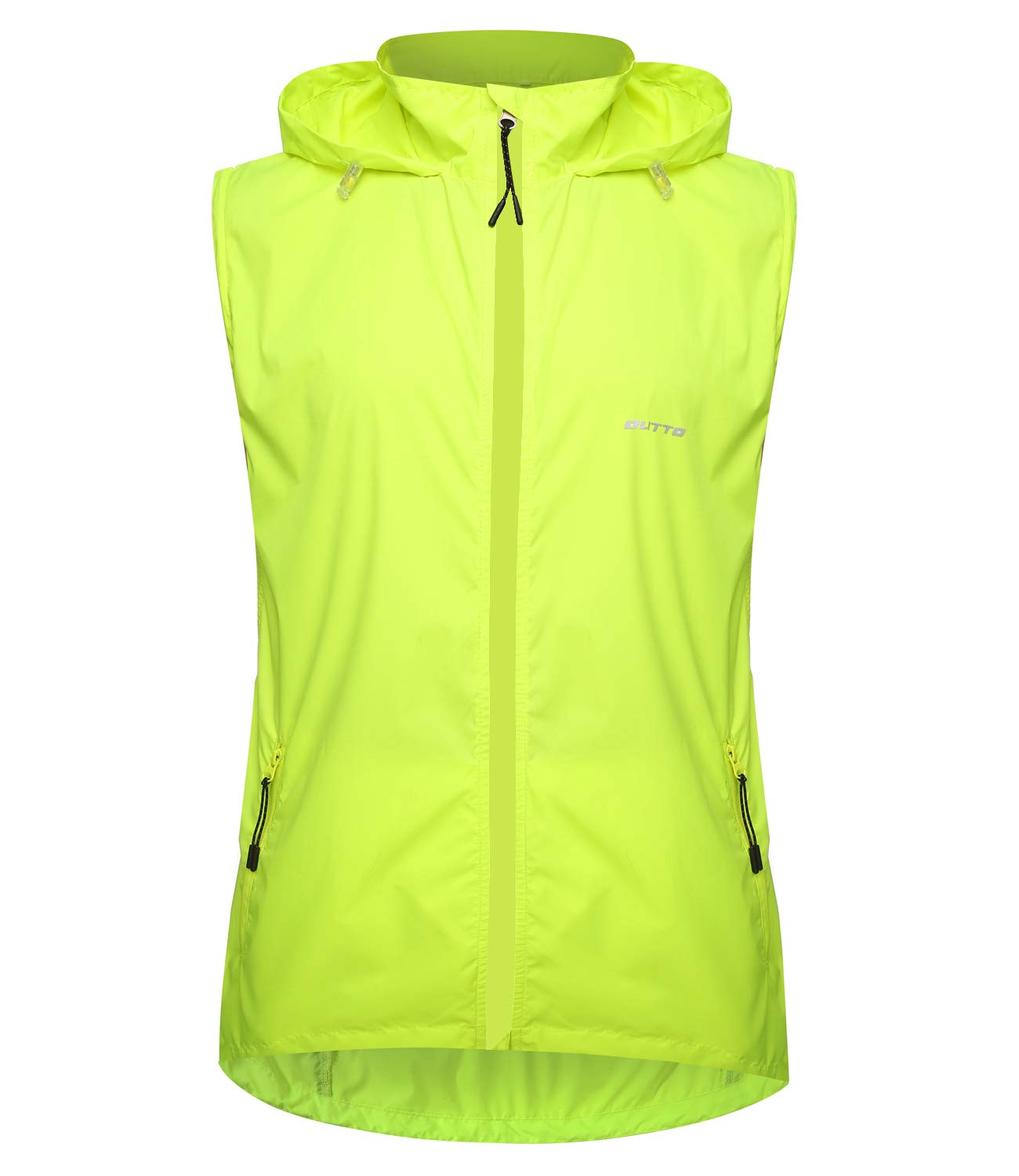 Outto Men's High Visibility Cycling Jacket Convertible UPF50+ Windproof Lightweight Windbreaker(Small,180012 Fluorescent Green)
