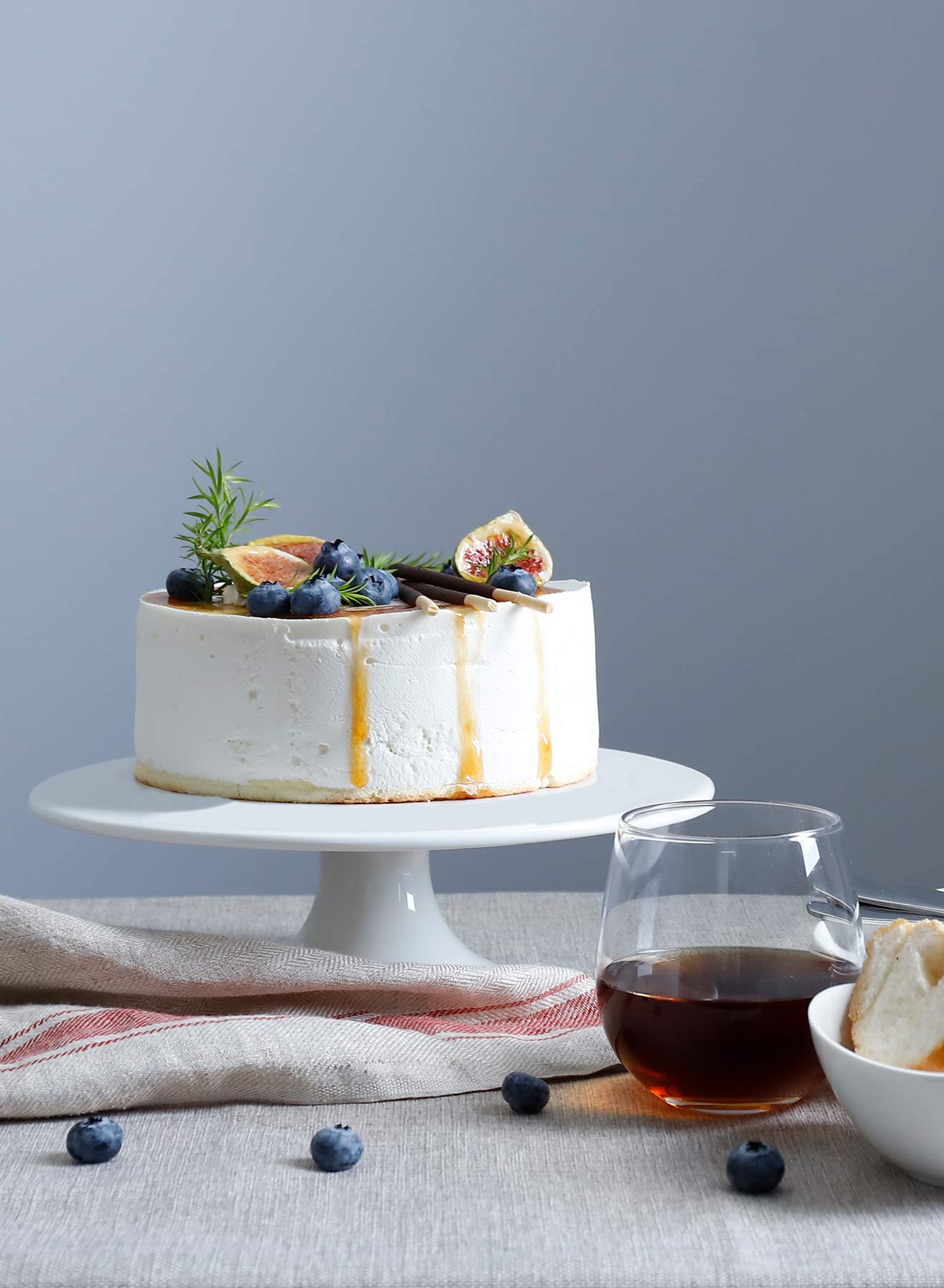 Sweese 10inch Porcelain Cake Stand White + 3 Tiered Foldable Serving Stand White for Brithday Party, Valentine's Day and Events