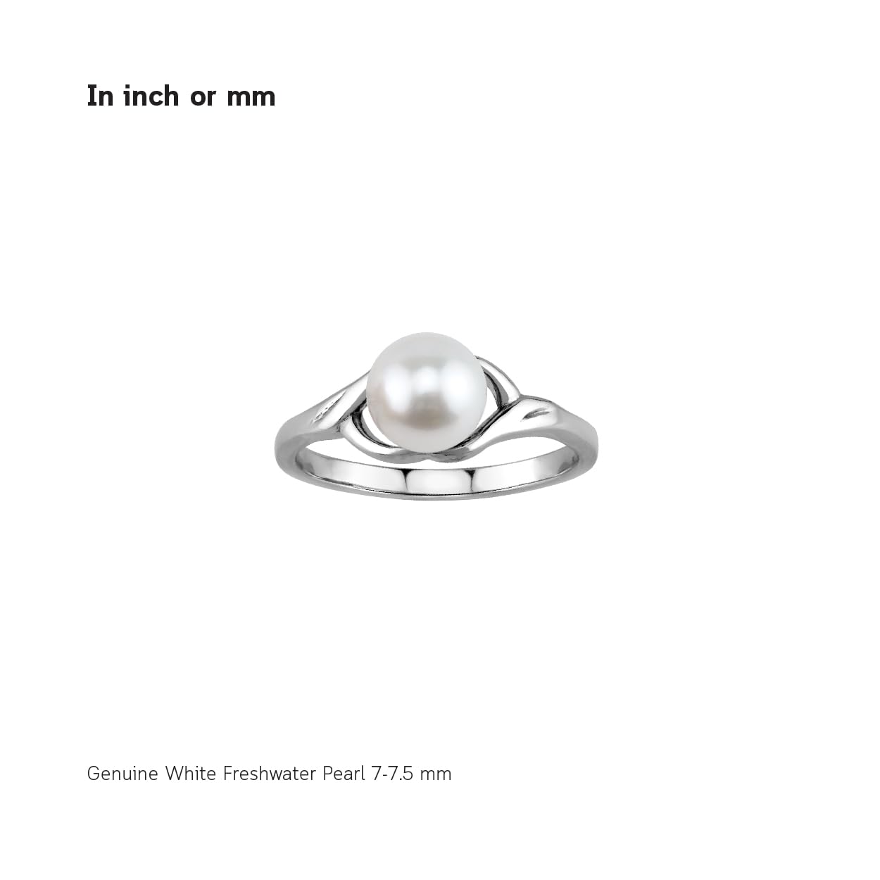 Silvershake White Cultured Freshwater Pearl 925 Sterling Silver Promise Solitaire Ring Size 5