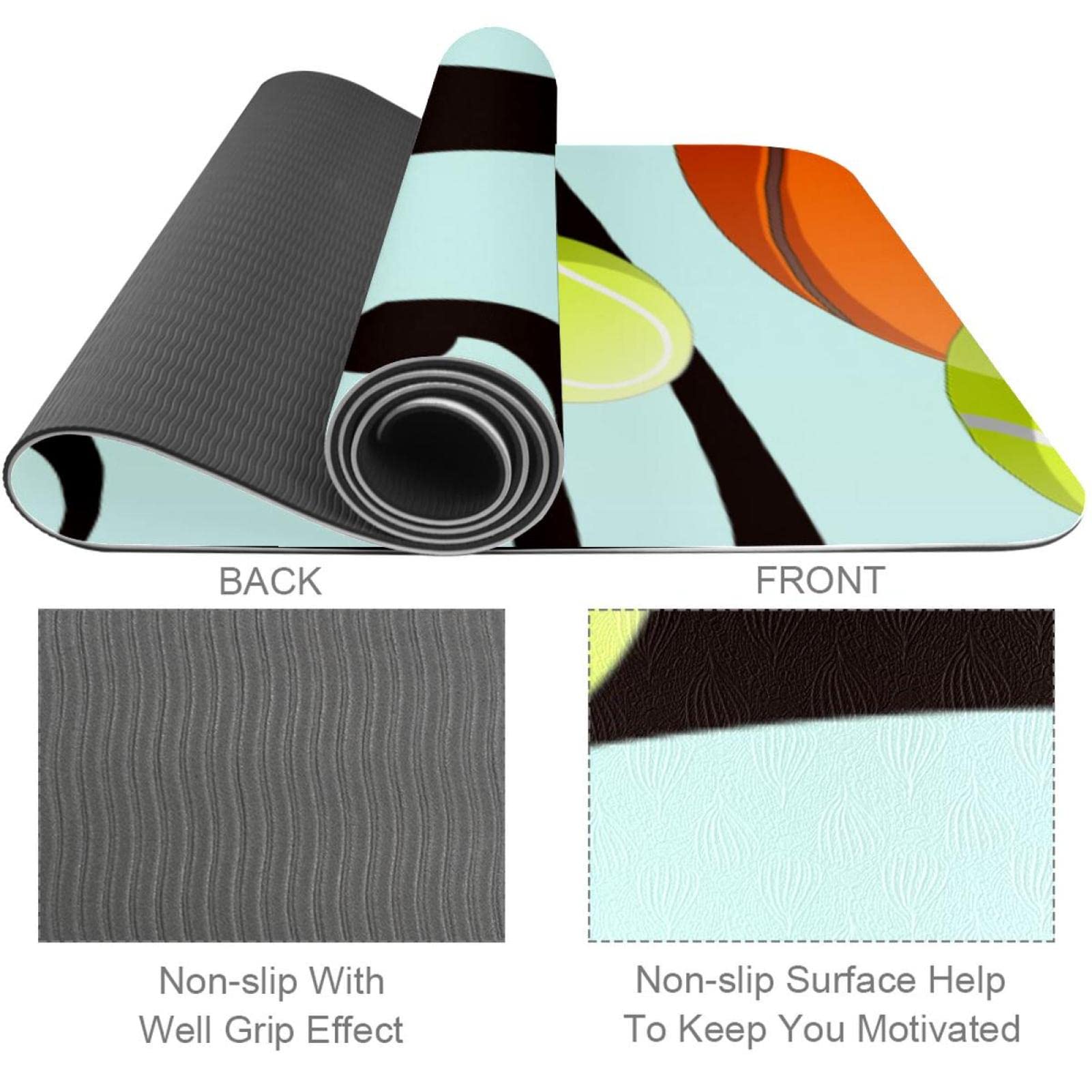 Yoga Mat, Yoga Mats for Home Workout, Workout Mat, Exercise Mats, Pilates Mat, Balls Spiral 3D