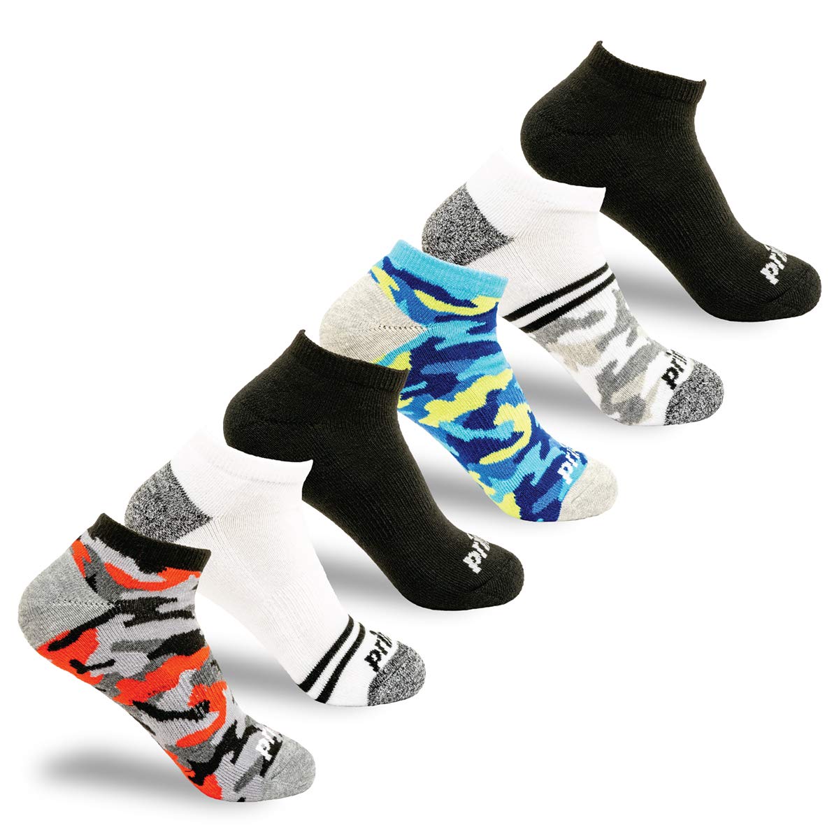 Prince Boys' Low Cut Athletic Socks with Cushion for Active Kids (6 Pair Pack) (Camo Assortment, m)…
