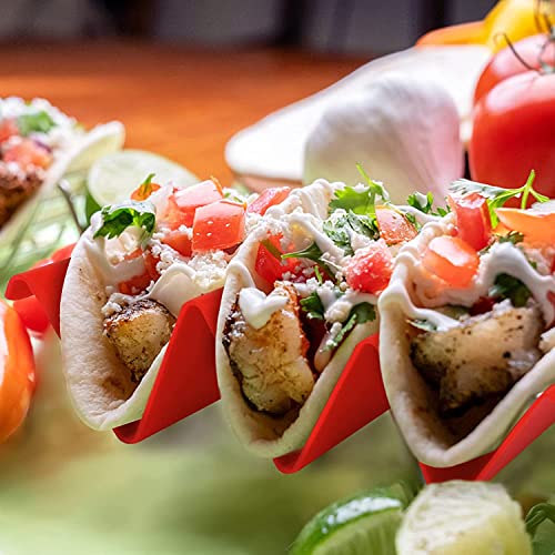 Taco Holder, Colorful Taco Holder Stands Set of 6, ππππ ππ©π π«ππππ πππ¬π’π π§ Taco Stands for 3 Tacos, Taco Shell Holder, Street Taco Rack, PP Health Material Very Hard Sturdy (Colorful)